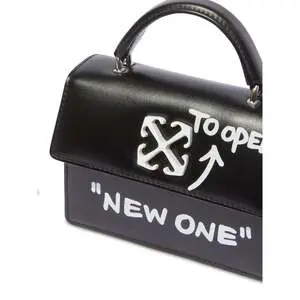 Off-White Leather Tote Bag - Black