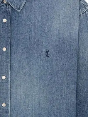 Saint Laurent Cassandre Shirt In Denim - Blue