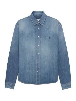 Saint Laurent Saint Laurent Men Cassandre Shirt In Denim Multicolor