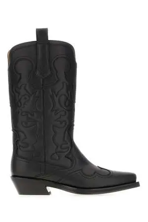 GANNI Embossed Leather Cowboy Boots - Multicolor