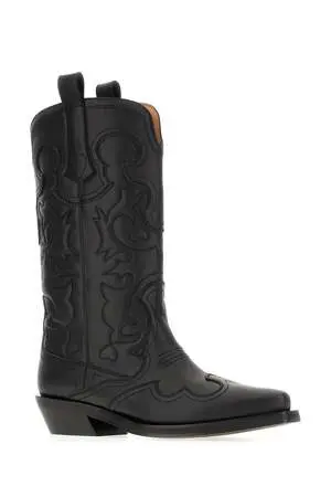 GANNI Embossed Leather Cowboy Boots - Multicolor