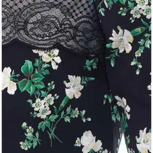 Dolce & Gabbana Floral Print Lace Trimmed Top - Black