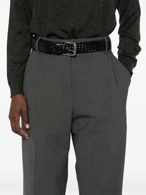 Brunello Cucinelli Wool Relaxed Fit Zip Closure Trousers - Multicolor