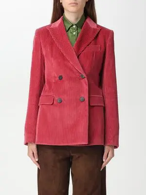 Max Mara Burgundy Corduroy Double-breasted Blazer - Red