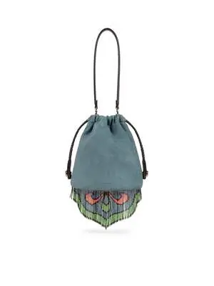 Etro Kalispera Small Suede Bag With Beads And Fringes - Multicolor