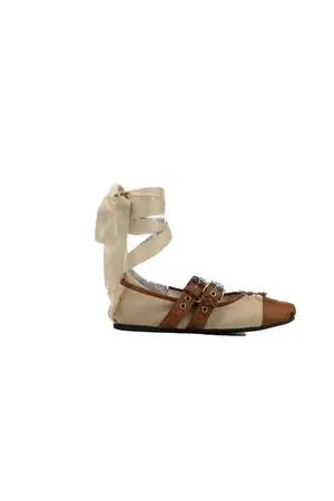 Miu Miu Ballerina Flats With Ribbon Fastening - Multicolor
