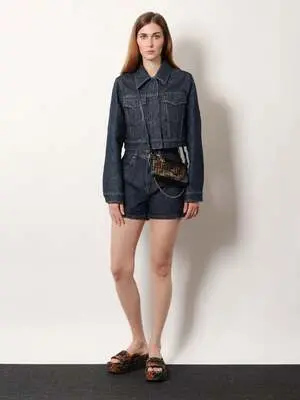 Fendi Padded Ff Motif Cropped Denim Jacket - Multicolor