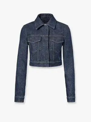 Fendi Padded Ff Motif Cropped Denim Jacket - Multicolor
