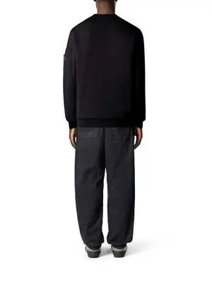 Stone Island Regular Fit Crew Neck Sweatshirt With Seasonal Pocket - Black