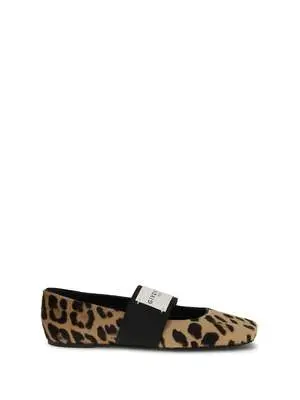 Givenchy Leopard Print Sliced Square Ballerinas - Cream
