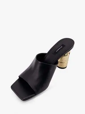Givenchy Leather Square Toe Sandals With Logo Detail Heel