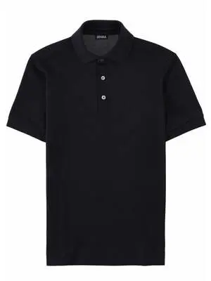 Zegna Polo In Cotone E Seta - Blue