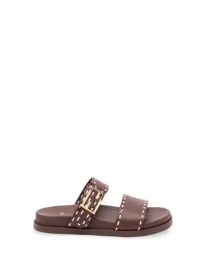 Fendi Calf Leather Slides - Multicolor