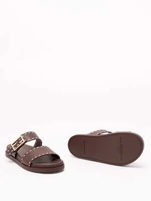 Fendi Calf Leather Slides - Multicolor