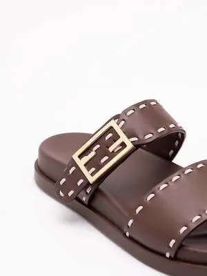 Fendi Calf Leather Slides - Multicolor