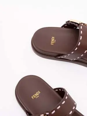 Fendi Calf Leather Slides - Multicolor