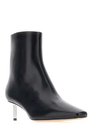 Off-White Black Leather Ankle Boots With Sculptural Heel