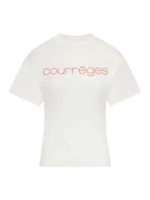 COURREGES Cotton T-shirt With Logo Print - Multicolor