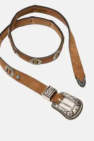 GOLDEN GOOSE Washed Nubuck Belt With Silver Inserts