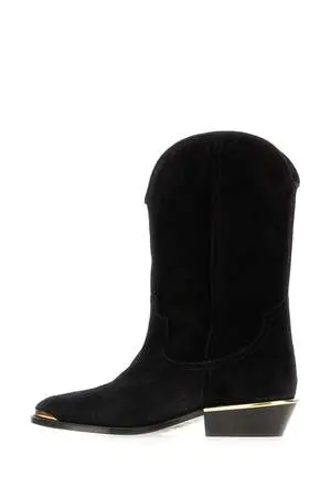 Isabel Marant Étoile Black Suede Boots With Metal Detailing - Multicolor
