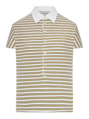 GOLDEN GOOSE Striped Jersey Polo T-shirt With Contrasting Collar - Multicolor