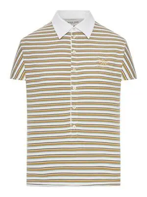 GOLDEN GOOSE Striped Jersey Polo T-shirt With Contrasting Collar - Multicolor