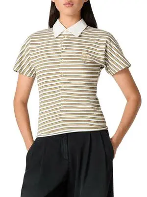 GOLDEN GOOSE Striped Jersey Polo T-shirt With Contrasting Collar - Multicolor