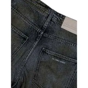 44 LABEL GROUP Denim Shorts With Frayed Hem And Lettering