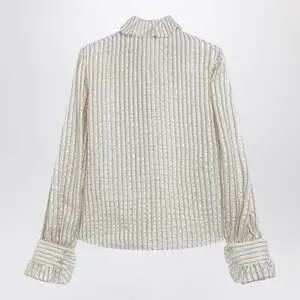Valentino Garavani Striped Silk Blend Shirt With Ruffles