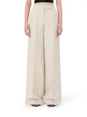 Max Mara Wide Leg Linen Drill Trousers - Multicolor