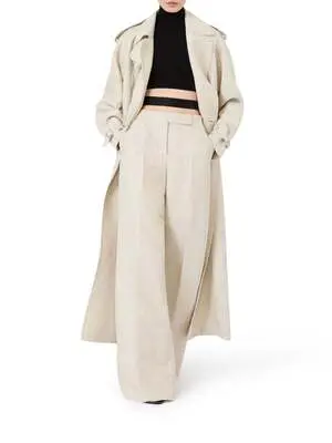 Max Mara Wide Leg Linen Drill Trousers - Multicolor