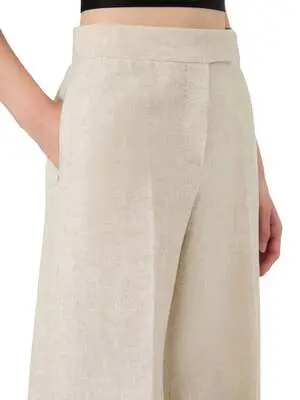 Max Mara Wide Leg Linen Drill Trousers - Multicolor