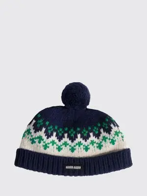 Miu Miu Wool Hat With Pom Pom - Blue