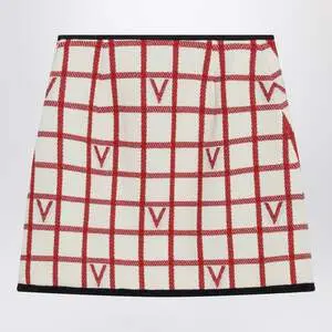 Valentino Garavani Check Vlogo Patterned Skirt