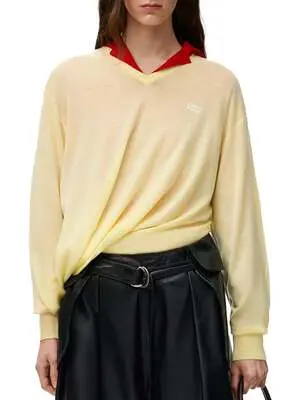 Loewe Draped Merino Wool V-neck Sweater - Multicolor