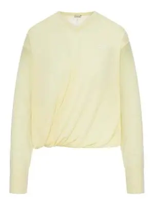 Loewe Draped Merino Wool V-neck Sweater