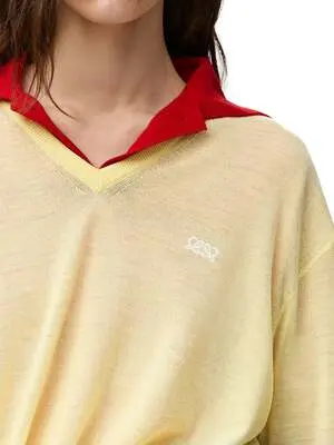 Loewe Draped Merino Wool V-neck Sweater