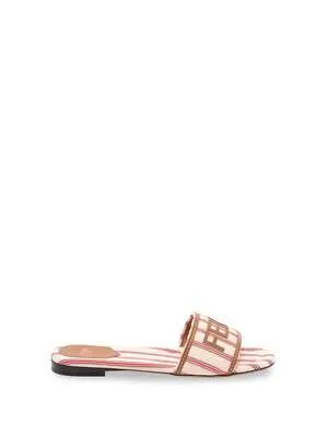 Fendi Slides With Logo Detail - Multicolor