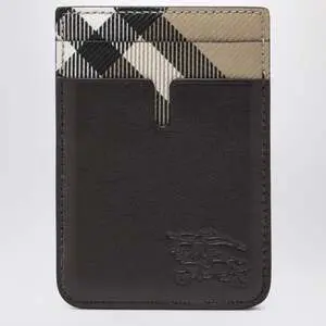 Burberry Pop Magnetic Card Holder With Check Pattern - Cream