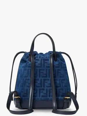 Fendi Denim Flocked Ff Detail Backpack
