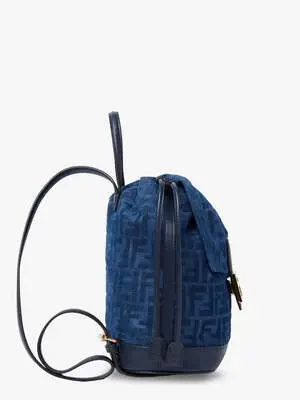 Fendi Denim Flocked Ff Detail Backpack