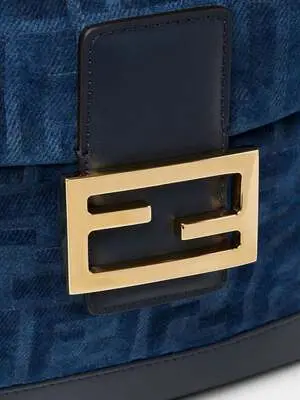 Fendi Denim Flocked Ff Detail Backpack