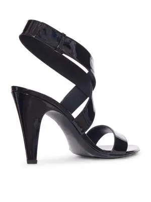 Alaïa Cone Heel Sandals In Patent Calfskin - Black