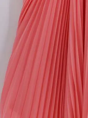 Max Mara Pleated Halter Top With Plunging Back And Asymmetrical Hem - Multicolor