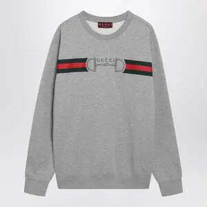 Gucci Grey Cotton Jersey Sweatshirt With Logo Print - Gray