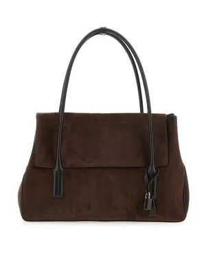 TOM FORD Large Eclipse Suede Bag - Brown