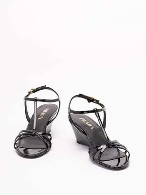 Prada Patent Leather Wedge Sandals - Multicolor