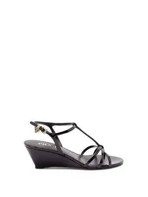 Prada PRADA Patent Leather Wedge Sandals Multicolor