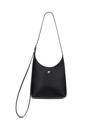COURREGES Small Leather Tote Bag - Black