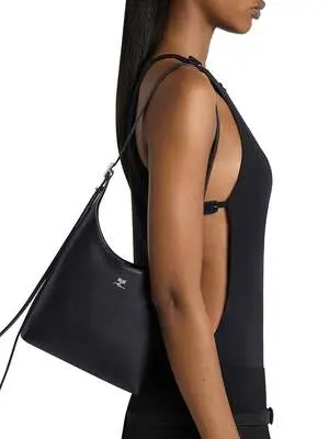 COURREGES Small Leather Tote Bag - Black